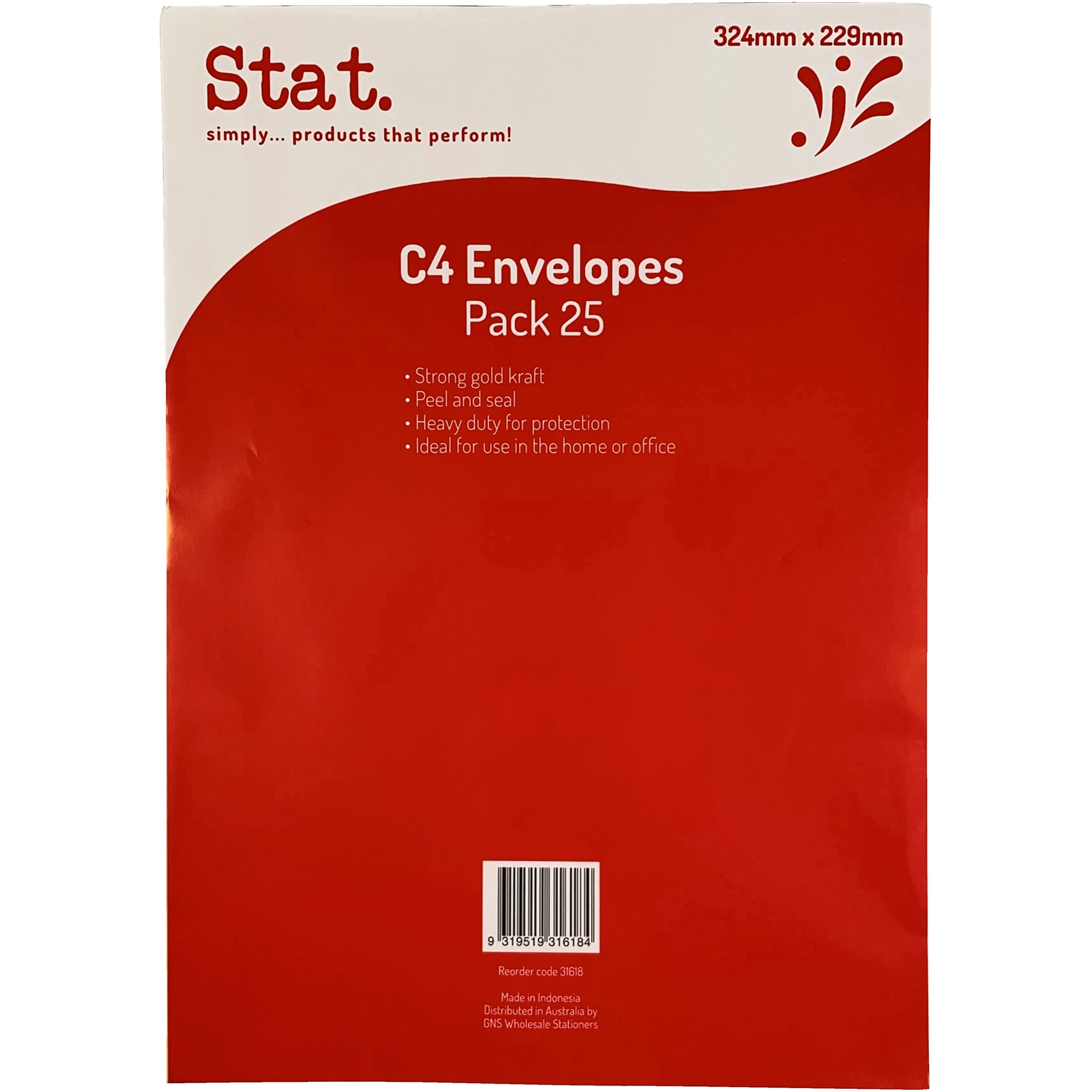 Stat Peel And Seal Envelope C4 Kraft Pack of 25 - Asterix Wholesale ...